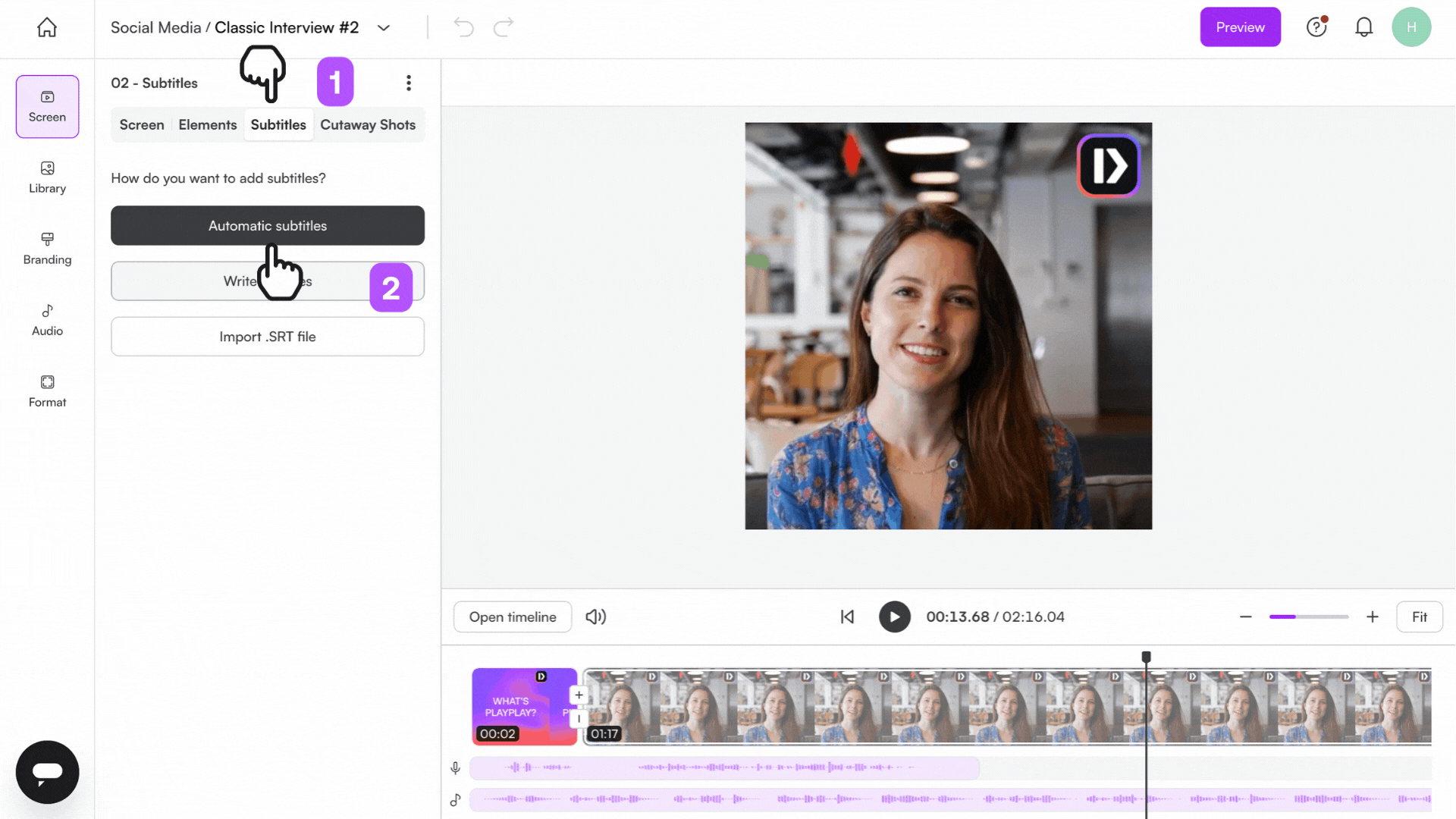 How do I add automatic subtitles to my interview? – PlayPlay
